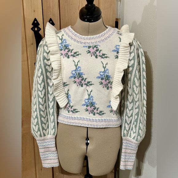 LoveShackFancy | Sweaters | New Love Shack Fancy Warwick Floral Sweater ...